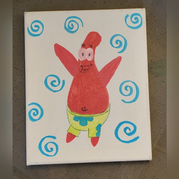 Handmade | Wall Decor | Hand Painted 8 X Portrait Of Spongebobs Patrick ...